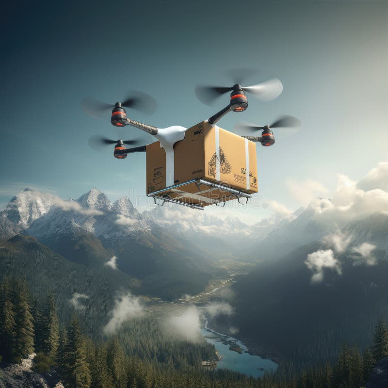 Drone Delivering a Package - Autonomous Logistics Generative AI ...