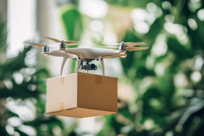 Drone Delivering a Package in an Indoor Setting, Highlighting Drop ...
