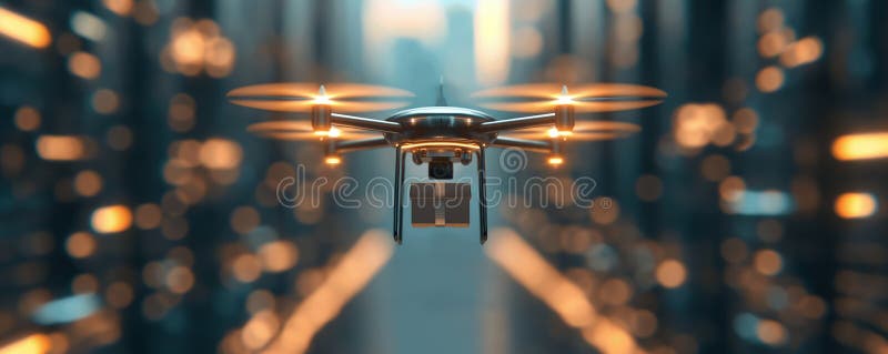 Drone Delivering a Package in an Urban Area, Drone Technology ...