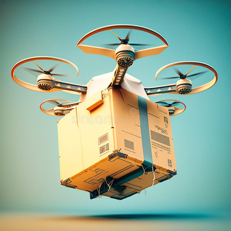 A Drone Delivering a Parcel. Aerial Logistics, Generative AI Stock ...