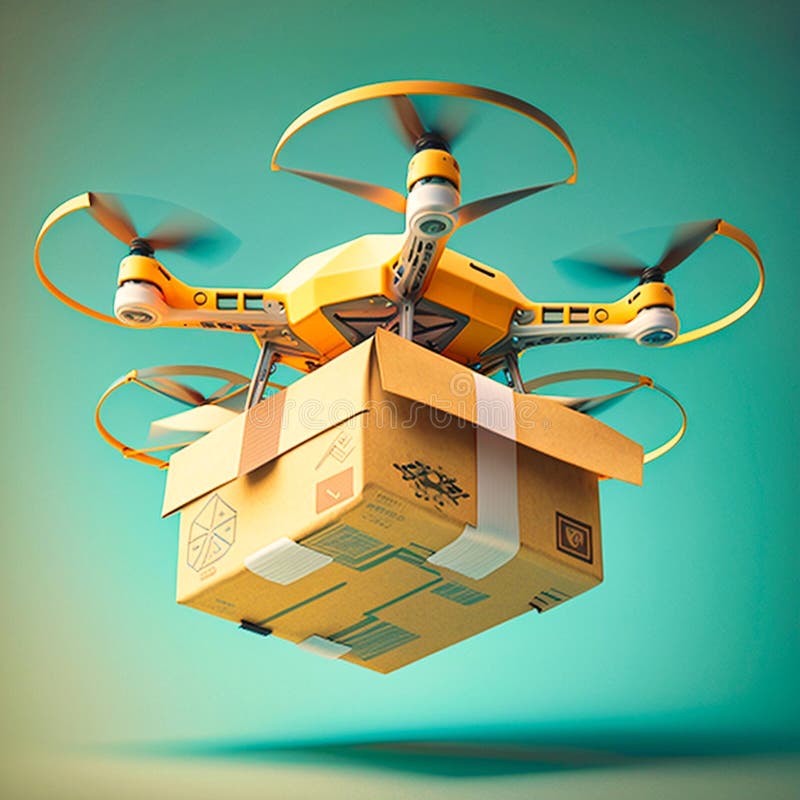 A Drone Delivering a Parcel. Aerial Logistics, Generative AI Stock ...