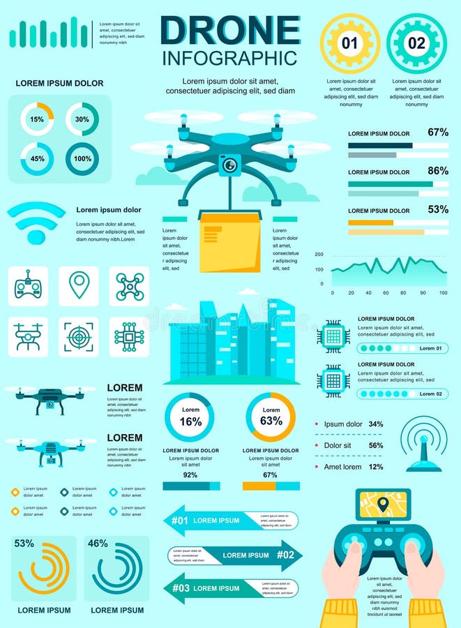 Drone Delivery Banner with Infographic Elements. Poster Template with ... Drone Delivery Banner with Infographic Elements. Poster Template with ...