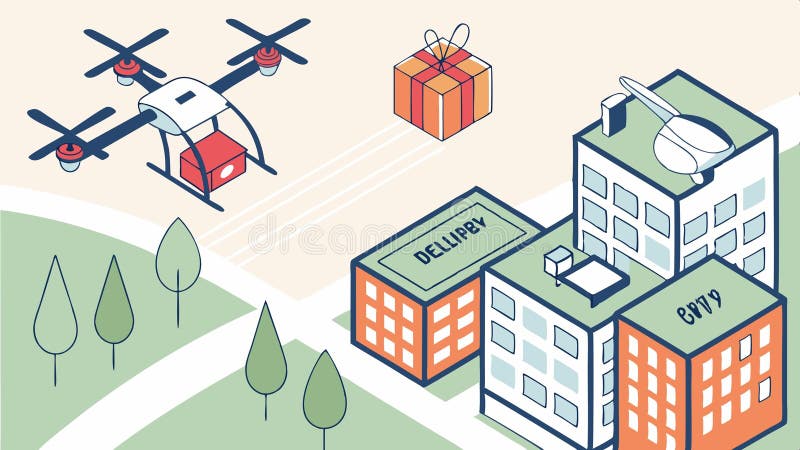 Drone Delivery in City Vector, Modern Logistics, Urban Delivery, Future ...
