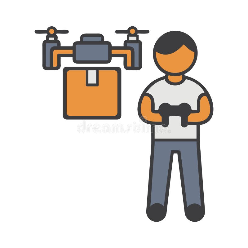 Drone Delivery Pilot in Action Icon Stock Illustration - Illustration ...