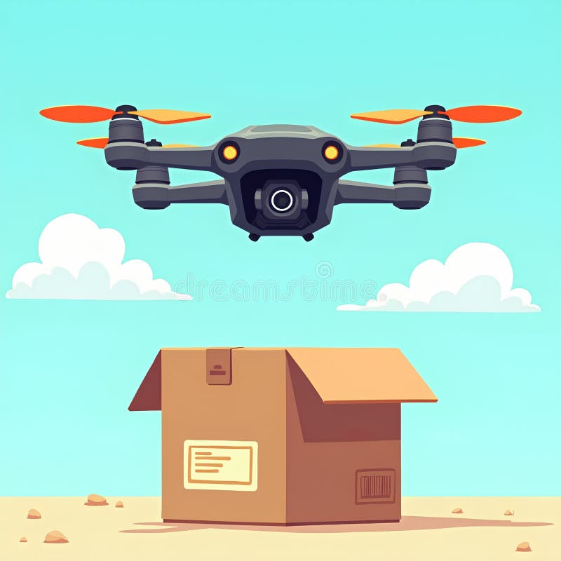 Drone Delivery Service Concept Illustration of Package Being Delivered ...