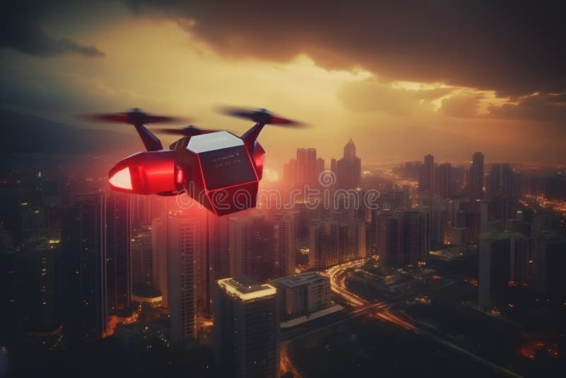 Drone Delivery Service. Neural Network AI Generated Stock Illustration ...