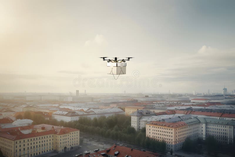 Drone Delivery Service. Neural Network AI Generated Stock Illustration ...