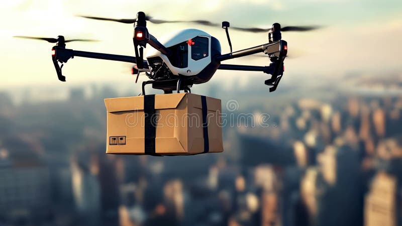 Drone Delivery Service. Parcel Delivery and Cargo Concept. Delivery of ...