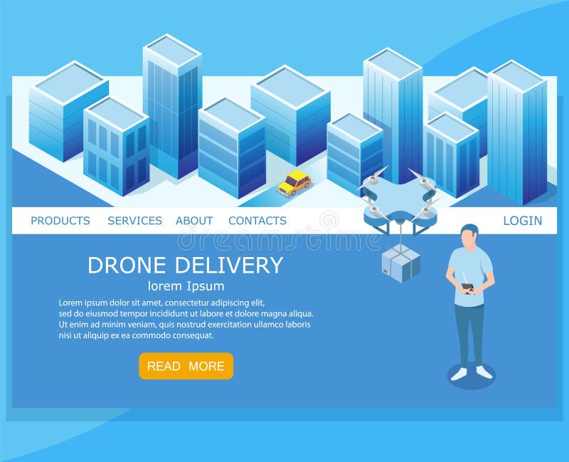 Drone Delivery Vector Website Landing Page Design Template Stock Vector ...