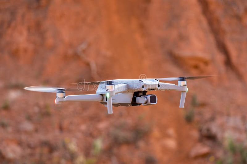 Drone with Digital Camera and Sensors Flying in the Nature Stock Image ...