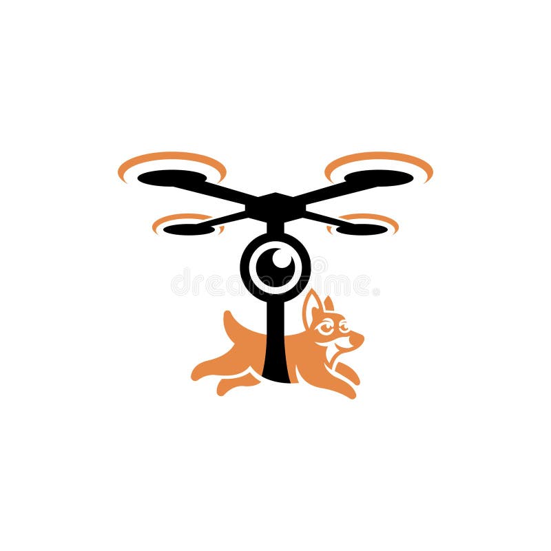 Drone with Dog Animal Logo. Flying Dog Logo Design Template Stock ...