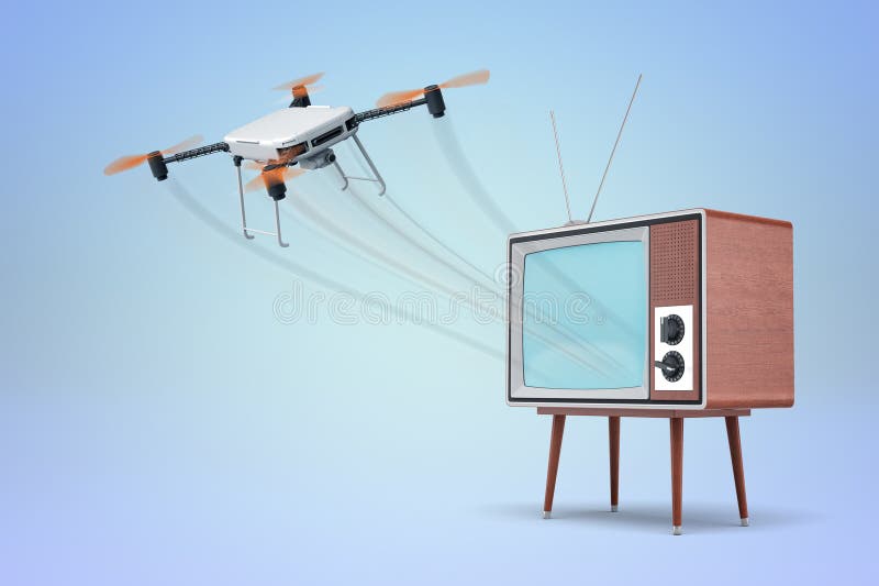 Drone Emerging from Old-fashioned Television Stock Photo - Image of ...