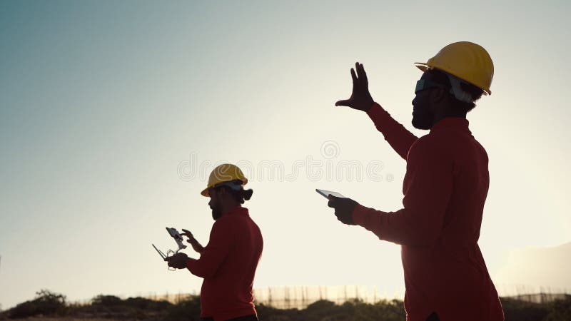 Drone Engineers Working on Construction Site Stock Photo - Image of ...