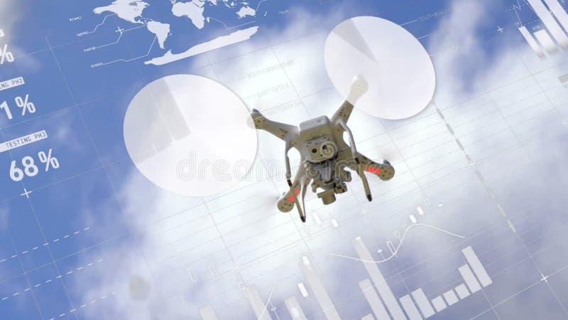 Drone Entering Bar Charts Sliding, Pie Charts Appearing, Line Graphs ...