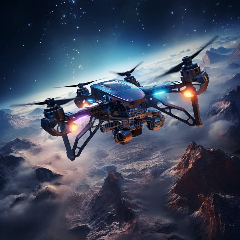 Drone Explorers in Outer Space Stock Image - Image of explorers, sense ...