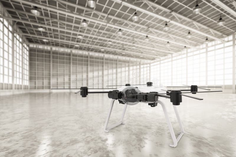 Drone in factory stock illustration. Illustration of plant - 83789470