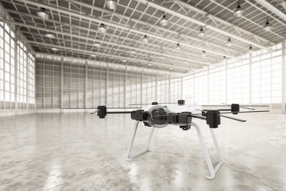 Drone in factory stock illustration. Illustration of plant - 83789470