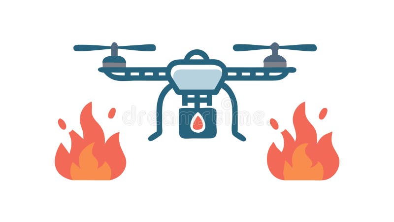 Drone with Flames and Smoke, Fire Hazard and Emergency Drone Vector ...
