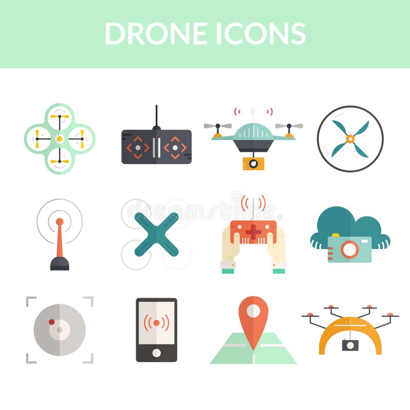 Drone Flat Icons stock vector. Illustration of element - 64569033