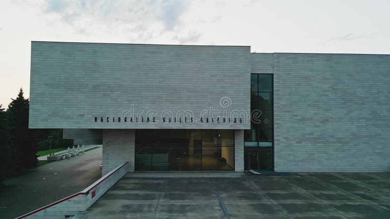 Drone Flies Parallel To the National Gallery Building in Vilnius Stock ...