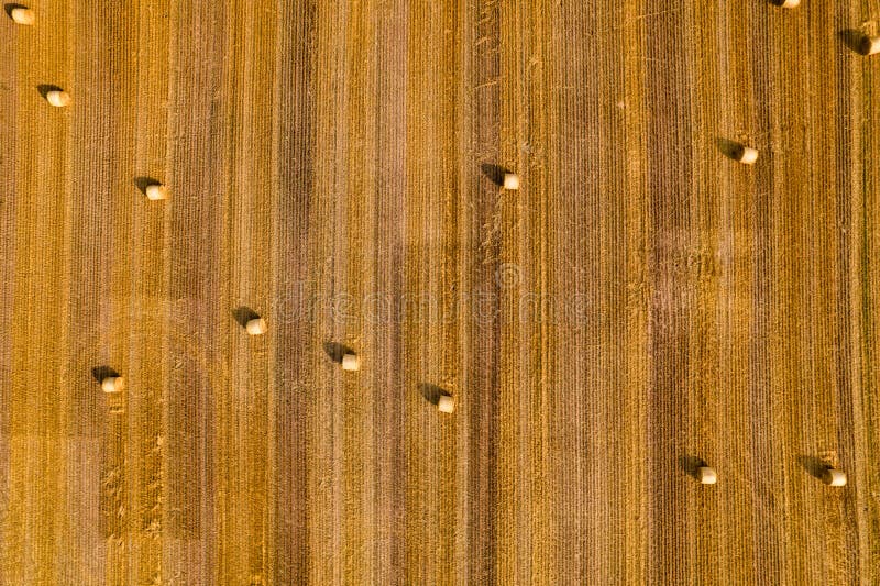 Drone Flight Over a Harvested Grain Field with Straw Bales. Stock Image ... Drone Flight Over a Harvested Grain Field with Straw Bales. Stock Image ...