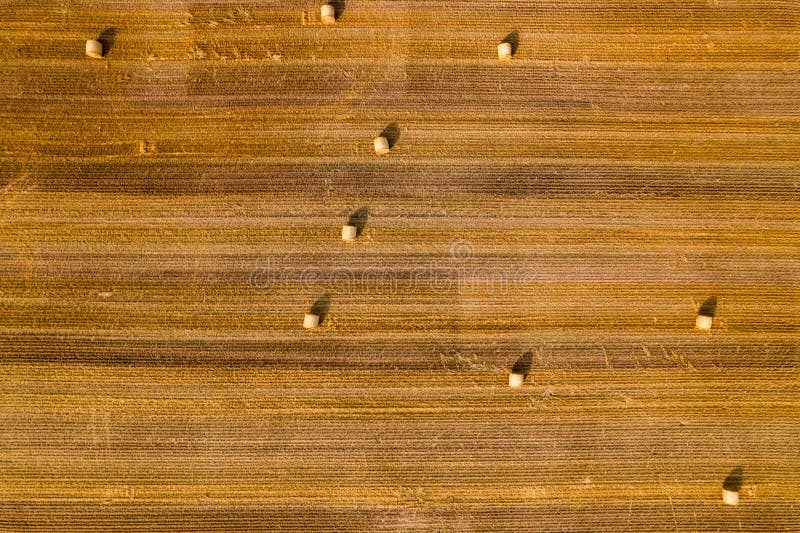 Drone Flight Over a Harvested Grain Field with Straw Bales. Stock Image ... Drone Flight Over a Harvested Grain Field with Straw Bales. Stock Image ...