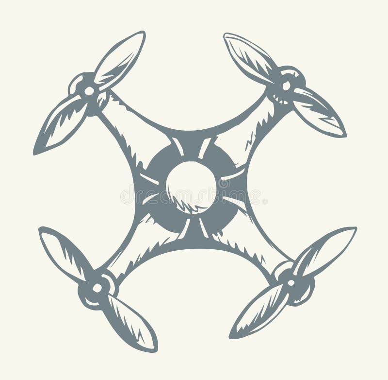 Drone in Flight. Vector Drawing Stock Vector - Illustration of flying ...