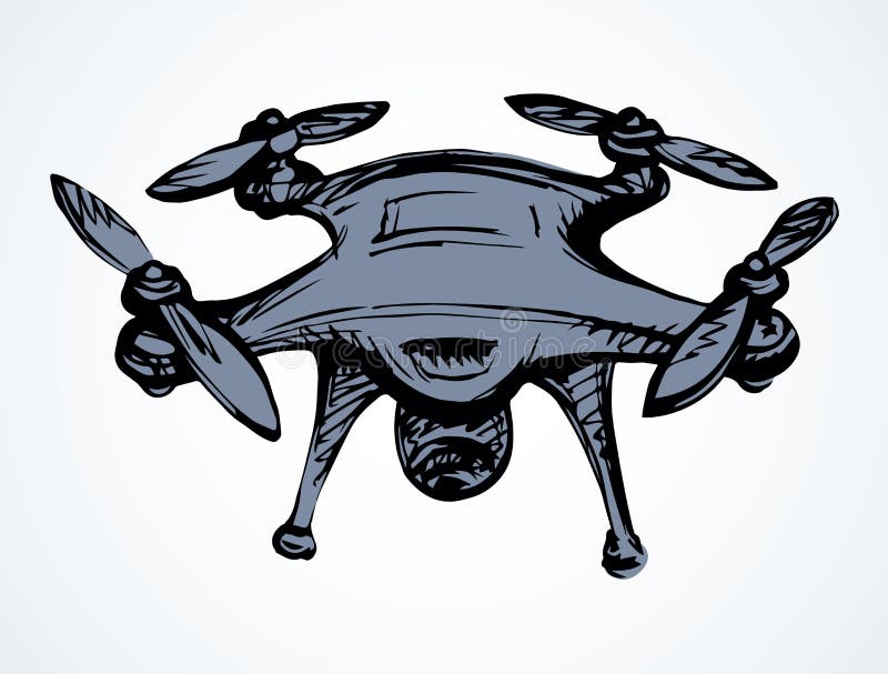 Drone in Flight. Vector Drawing Stock Vector - Illustration of control ...