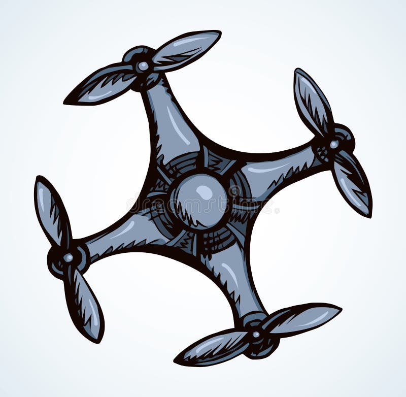 Drone in Flight. Vector Drawing Stock Vector - Illustration of ...