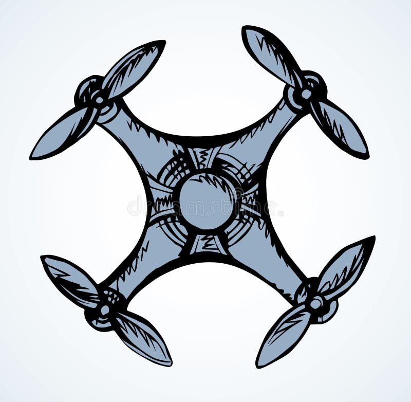 Drone in Flight. Vector Drawing Stock Vector - Illustration of ...