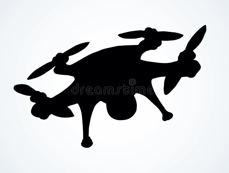 Drone in Flight. Vector Drawing Stock Vector - Illustration of ...