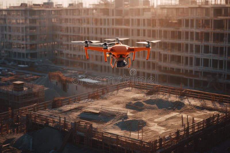 Drone Fly Over a Construction Site Generative Ai Stock Illustration ...