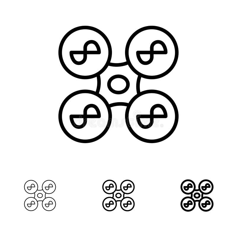 Drone, Fly, Quad Copter, Technology Bold and Thin Black Line Icon Set ...
