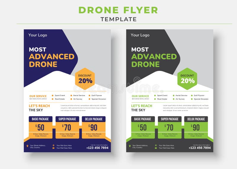 Drone Flyer Template, Most Advanced Drone Services Flyer, Stock Vector ...