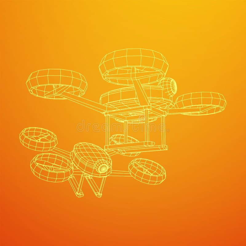 Drone Flying with Action Video Camera Deliver Something Stock Vector ...