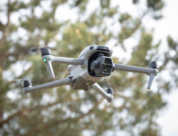 Drone Flying in the Air Over the Trees Stock Image - Image of white ...