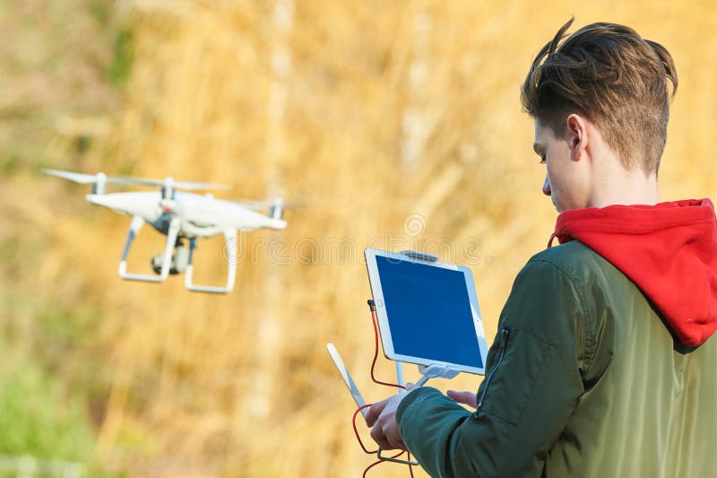 Children Operating of Flying Drone at Sunset Stock Photo - Image of ...