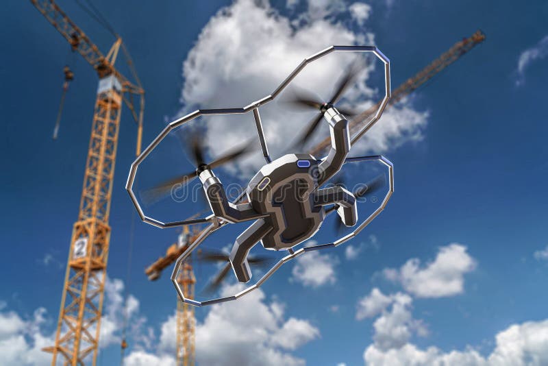 Spy Drone Flying at Night with a 4k Night Vision Camera on the Night ...