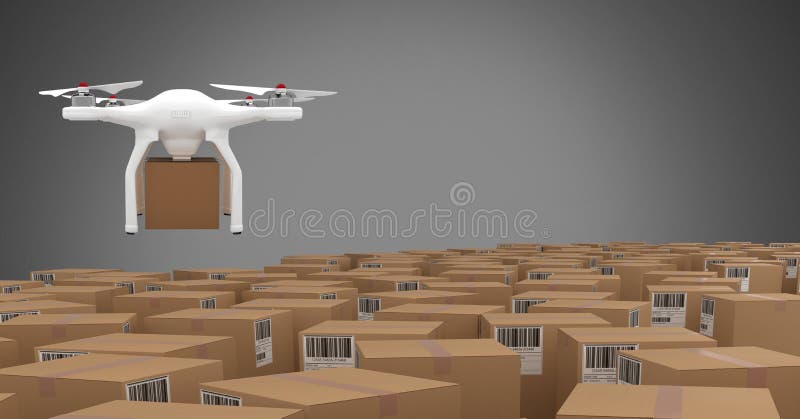 Drone Flying with Delivery Parcel Boxes Stock Illustration ...