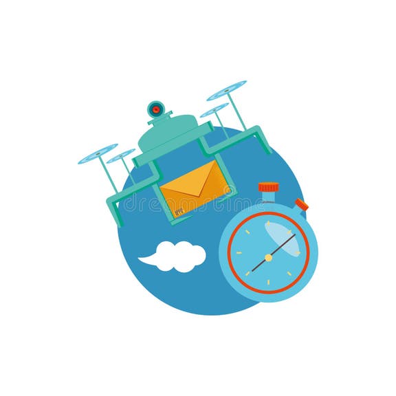 Drone Flying with Envelope and Chronometer Stock Vector - Illustration ...