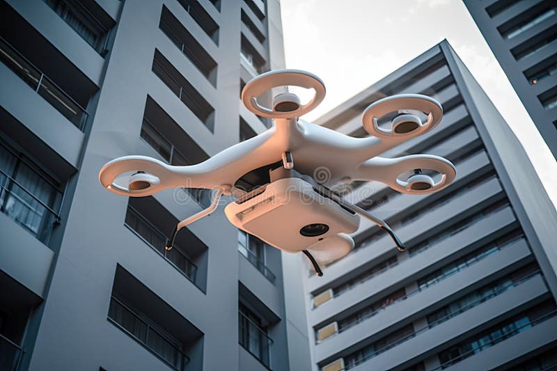 A Drone Flying Over a City at Night Stock Photo - Image of communicator ...