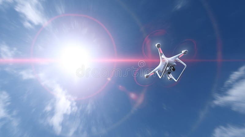 A Drone Flying High in the Bright Blue Sky, Capturing Stunning Aerial ...