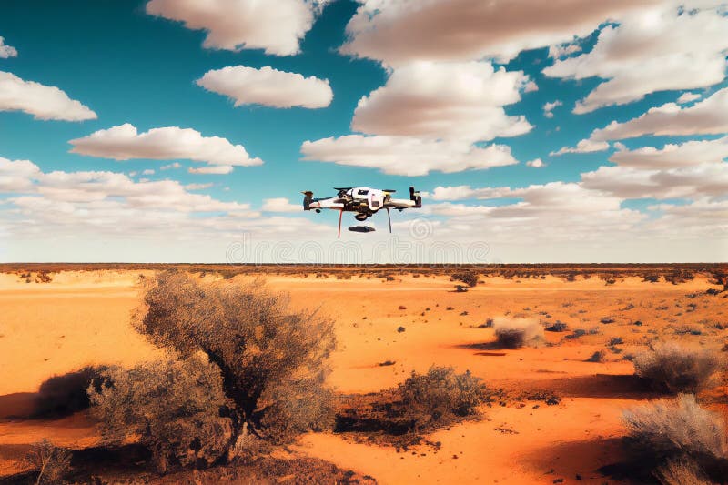 Drone Flying Over the Arid Landscape of Outback Australia Stock ...