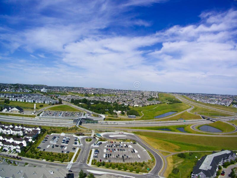 Drone Flying over City stock image. Image of city, suburbs - 95801619