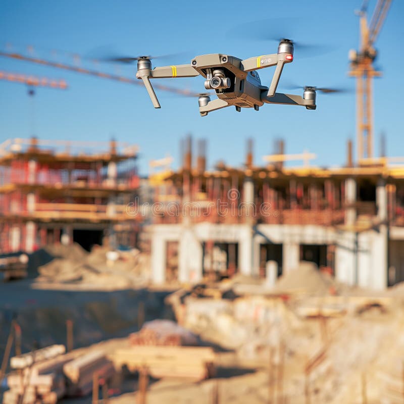 Drone Flying Over a Construction Site Stock Photo - Image of framework ...