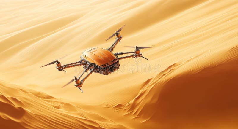 A Drone is Flying Over the Desert Landscape, Which is Sandy, on a Day ...