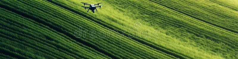 Drone Flying Over a Field. Modern Agriculture Stock Illustration ...