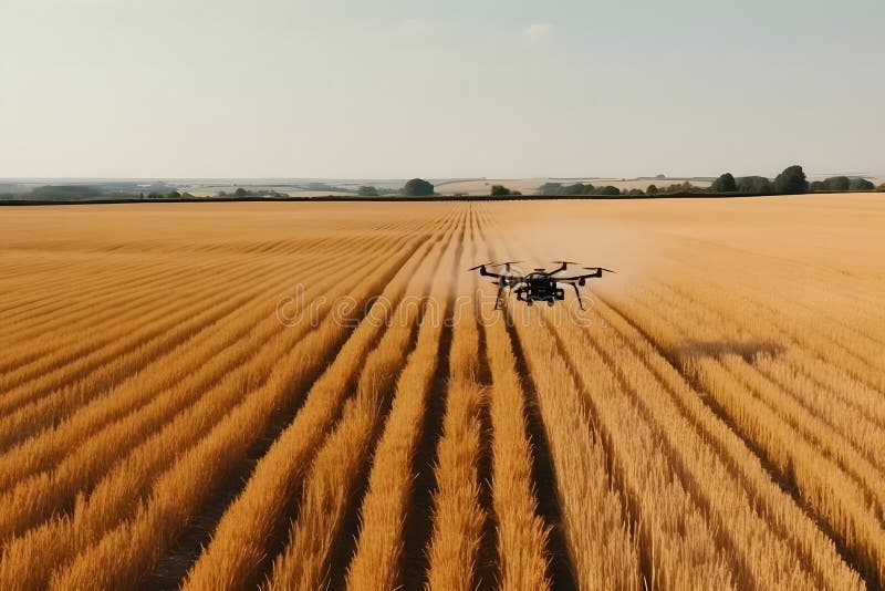 Drone Flying Over the Field. Smart Agriculture Controlled Stock ...