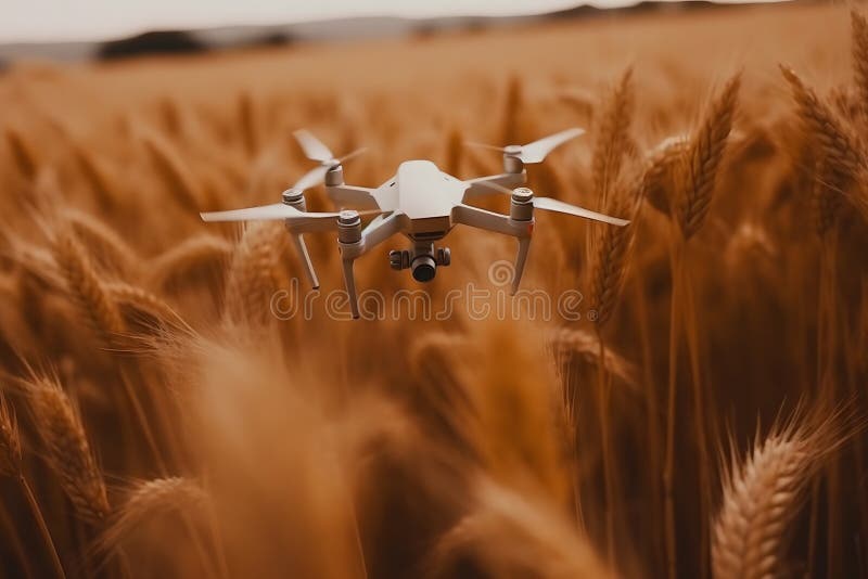 Drone Flying Over the Field. Smart Agriculture Controlled Stock Image ... Drone Flying Over the Field. Smart Agriculture Controlled Stock Image ...