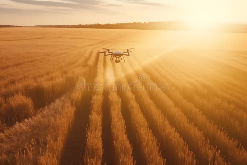 Drone Flying Over the Field. Smart Agriculture Controlled Stock Image ... Drone Flying Over the Field. Smart Agriculture Controlled Stock Image ...